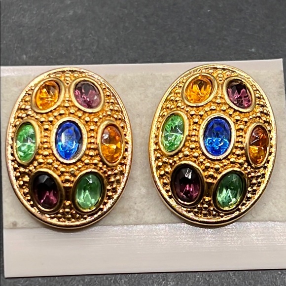 Swarovski | Jewelry | Vintage Swarovski Multi Colored Crystal Earrings ...